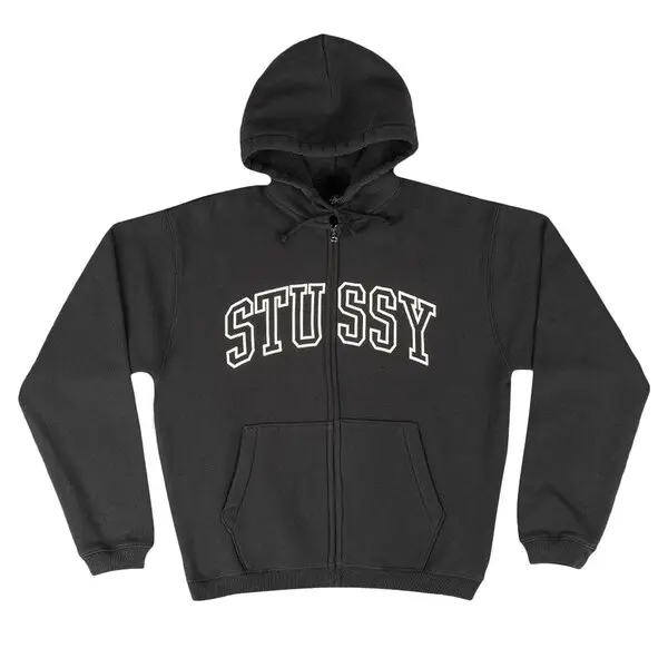 StÜssy Outline Zip Hoodie - Black