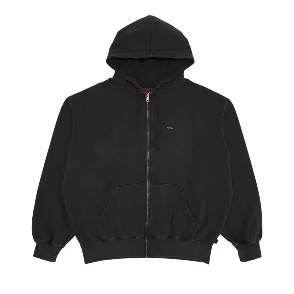 Supreme Overdyed Small Box Zip Up Hooded Sweatshirt - Black