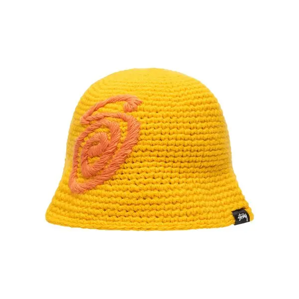 StÜssy Swirly S Knit Bucket Hat - Yellow