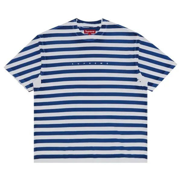 Supreme Overprint Stripe Short-sleeve Top 'navy - Blue