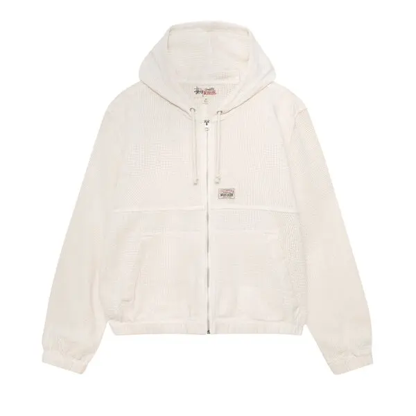 StÜssy Mesh Zip Hoodie 'bone