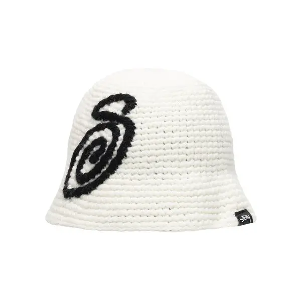 StÜssy Swirly S Knit Bucket Hat - Cream
