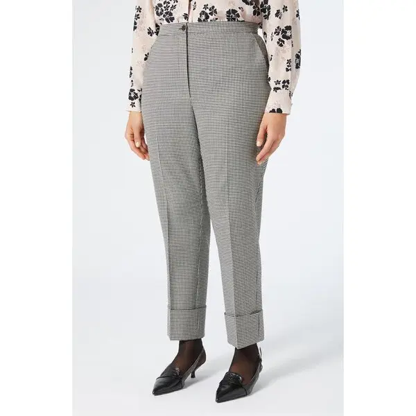 Marina Rinaldi Houndstooth Virgin Wool Cuff Pants