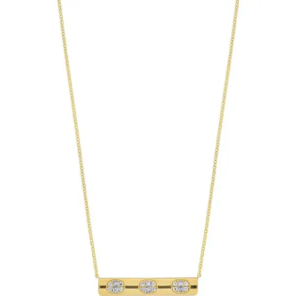 Bony Levy Mika Oval Diamond Cluster Bar Necklace - 18k Yellow Gold