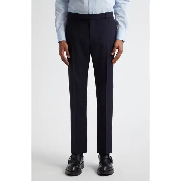 Alexander McQueen Low Rise Wool Cigarette Trousers - Navy