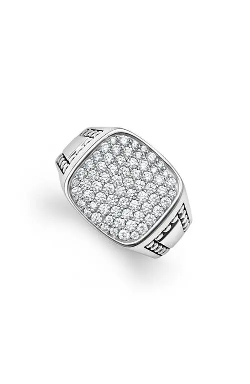 Lagos Anthem Diamond Signet Ring - Silver