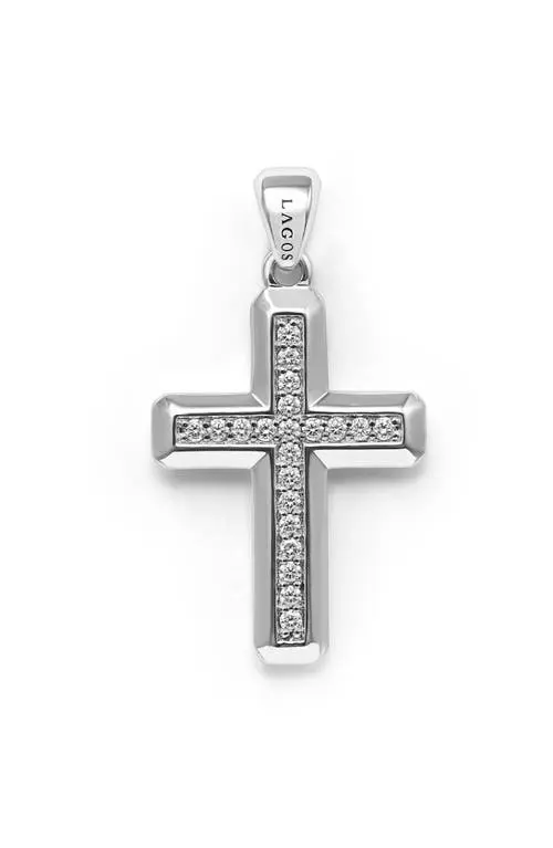 Lagos Diamond Cross Pendant - Silver