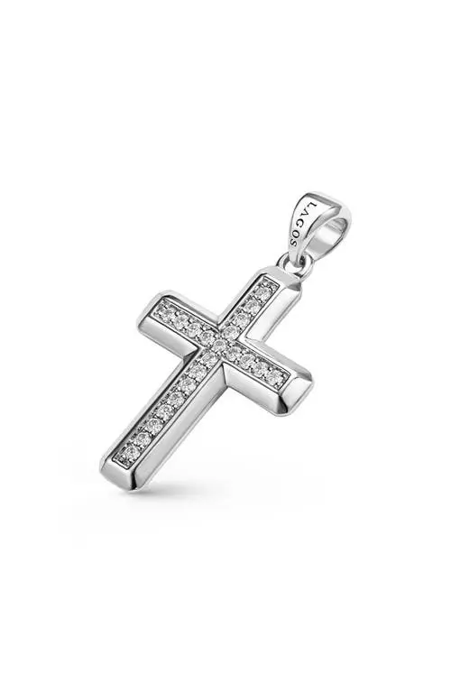 Lagos Diamond Cross Pendant - Silver