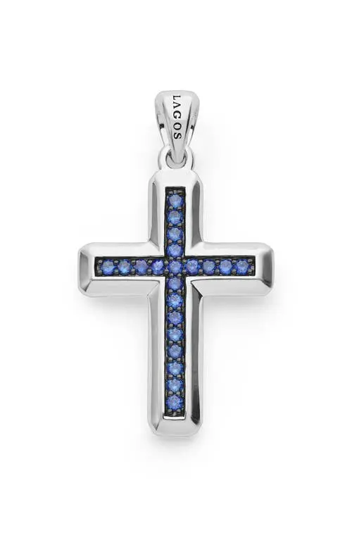 Lagos Anthem Blue Sapphire Cross Pendant - Silver