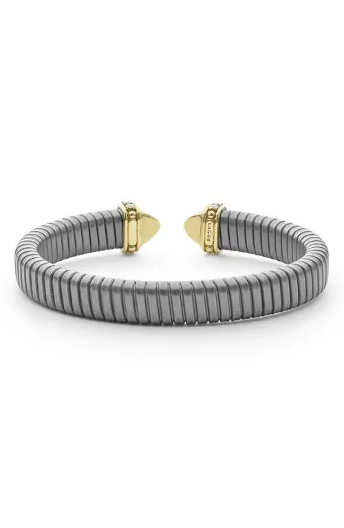 Lagos Diamond And Gold Pointed Dome Cuff Bracelet