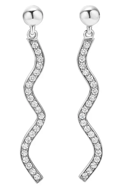 Lagos Caviar Spark Diamond Wave Drop Earrings - Silver
