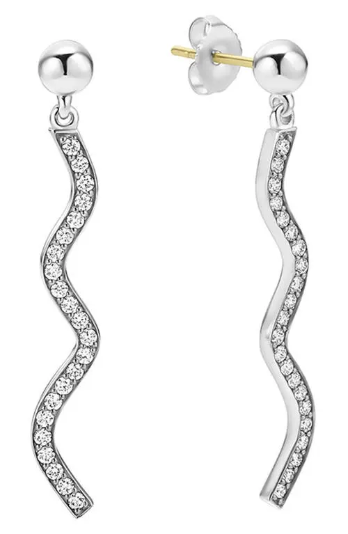 Lagos Caviar Spark Diamond Wave Drop Earrings