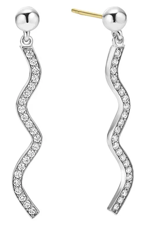 Lagos Caviar Spark Diamond Wave Drop Earrings