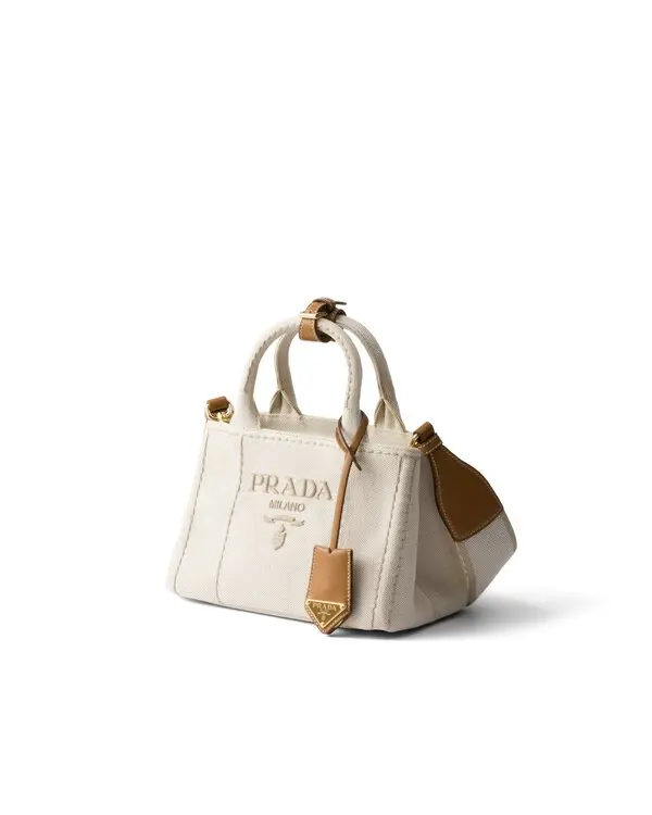 Prada Jardinière Mini Linen-blend Bag - Neutral