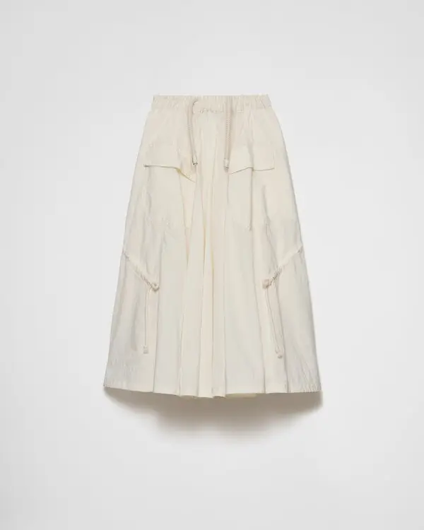 Prada Technical Pongé Skirt - Ivory