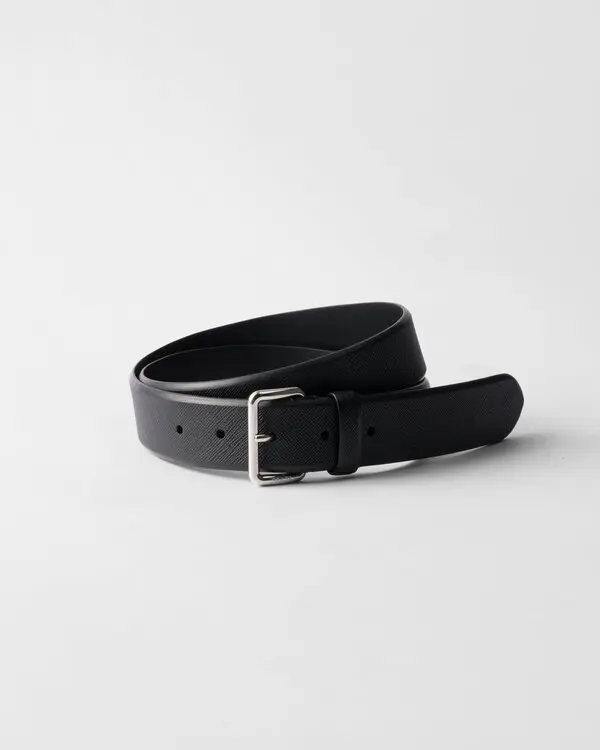 Prada Saffiano Leather Belt - Black