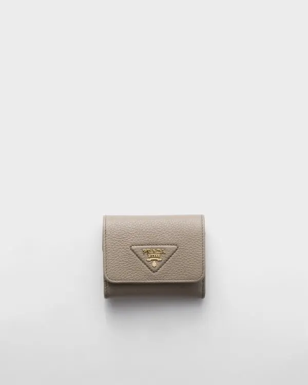 Prada Small Leather Wallet - Clay Grey