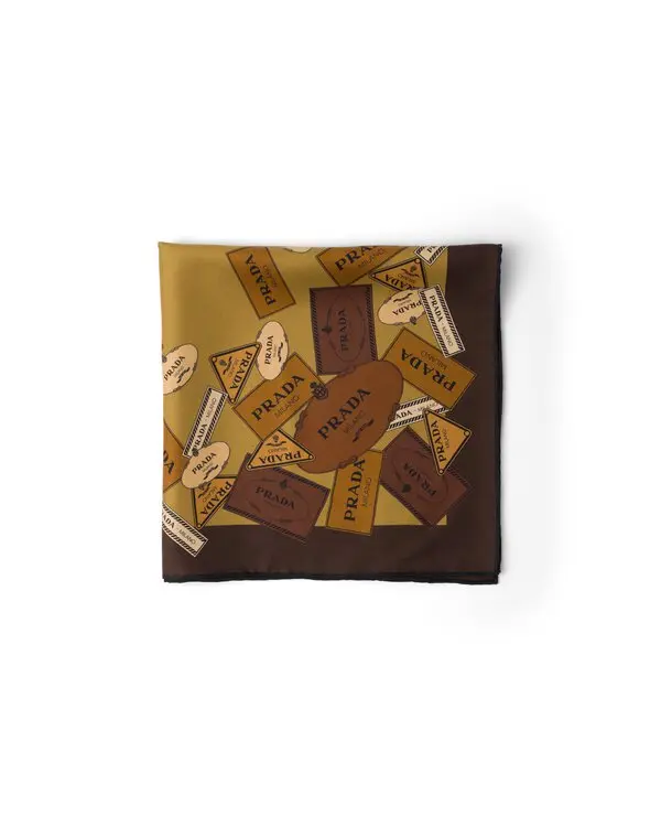 Prada Printed Twill Scarf 55 - Brown