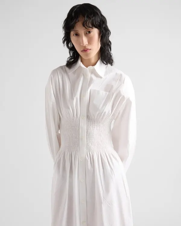 Prada Cotton Canvas Fit And Flare Shirt Dress