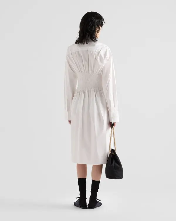 Prada Cotton Canvas Fit And Flare Shirt Dress - White | Editorialist
