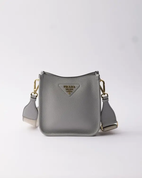 Prada Mini Leather Shoulder Bag - Grey