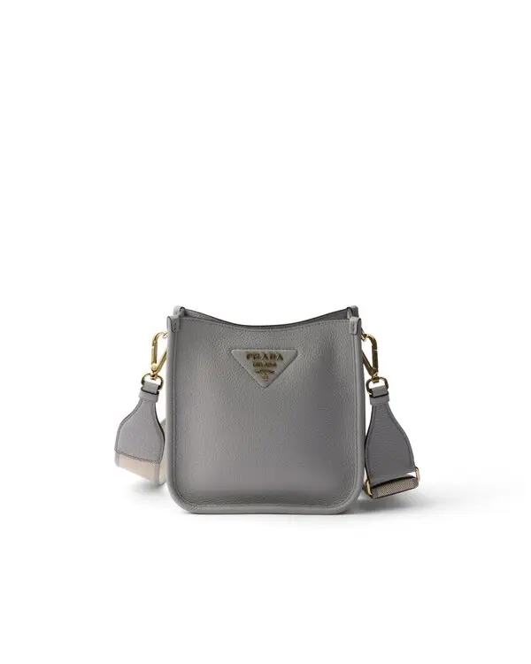 Prada Mini Leather Shoulder Bag - Grey