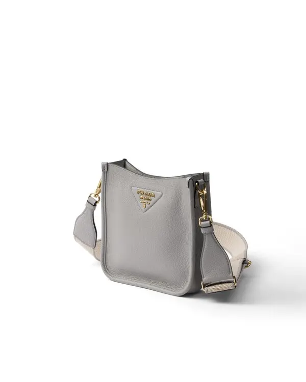 Prada Mini Leather Shoulder Bag - Grey
