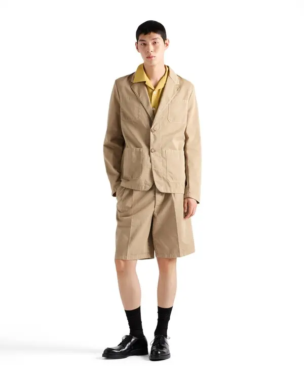 Prada Single-breasted Cotton Jacket - Neutral