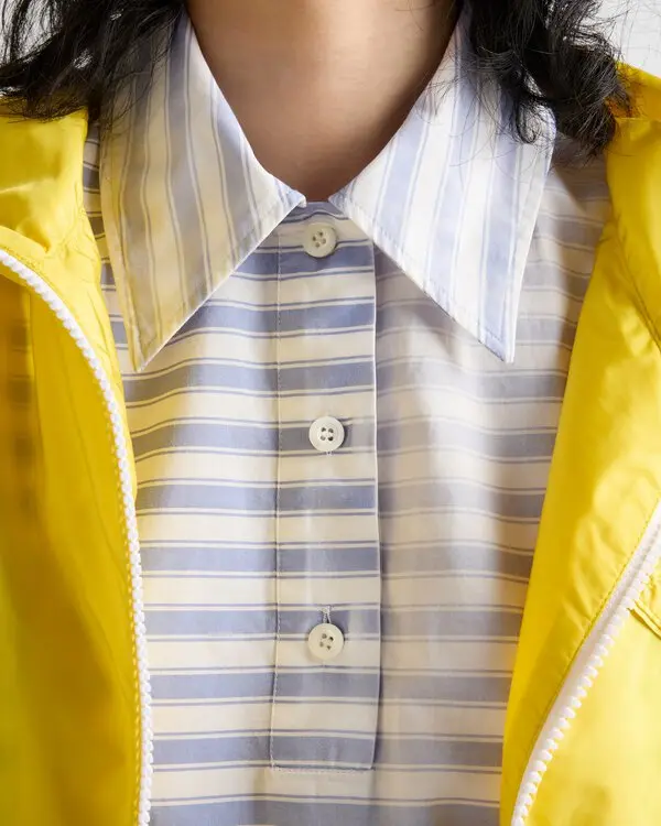 Prada Striped Poplin Polo Shirt