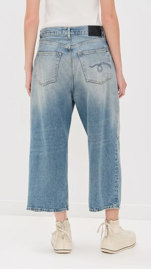 R13 Crop Wide Leg Jeans