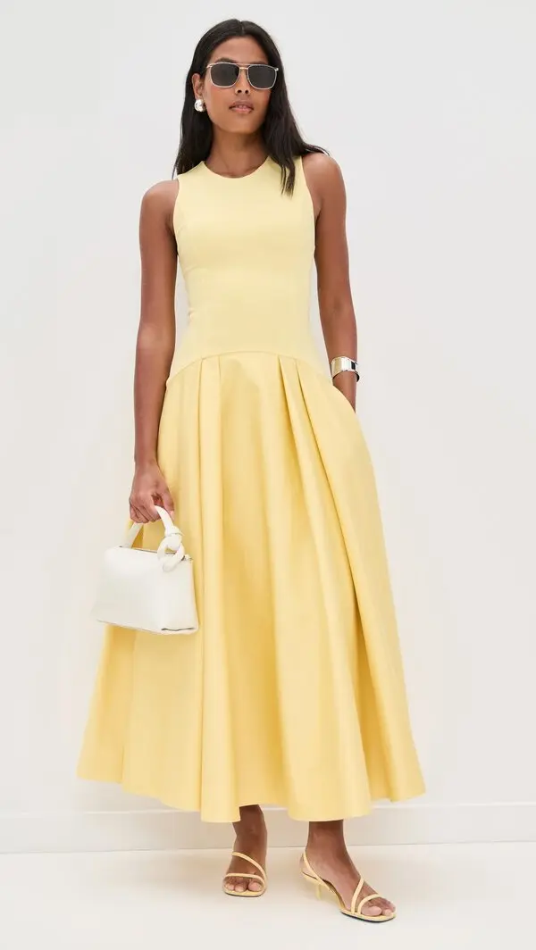 alice olivia midi dress SION PLEATED MIDI DRESS in TANGERINE