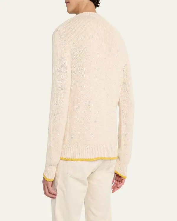 Bergdorf Goodman Cotton Contrast-trim Cardigan - Beige