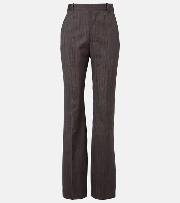Bottega Veneta High-rise Flared Wool Pants - Grey