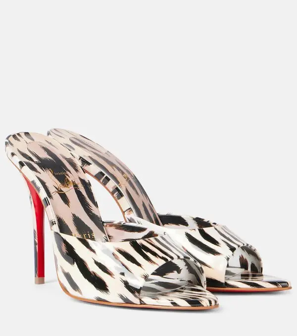 CHRISTIAN LOUBOUTIN Miss Z Patent Leather Mules - Pink