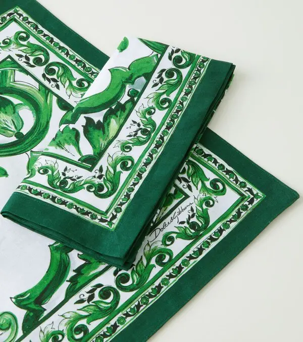Dolce & Gabbana Majolica Linen Placemat And Napkin Set - Green
