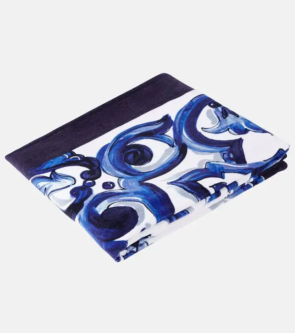 Dolce & Gabbana Majolica Cotton Terry Beach Towel - Blue