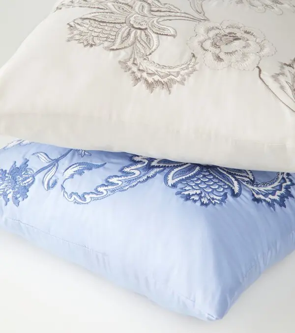 Etro Bloom Embroidered Cotton Cushion - Blue