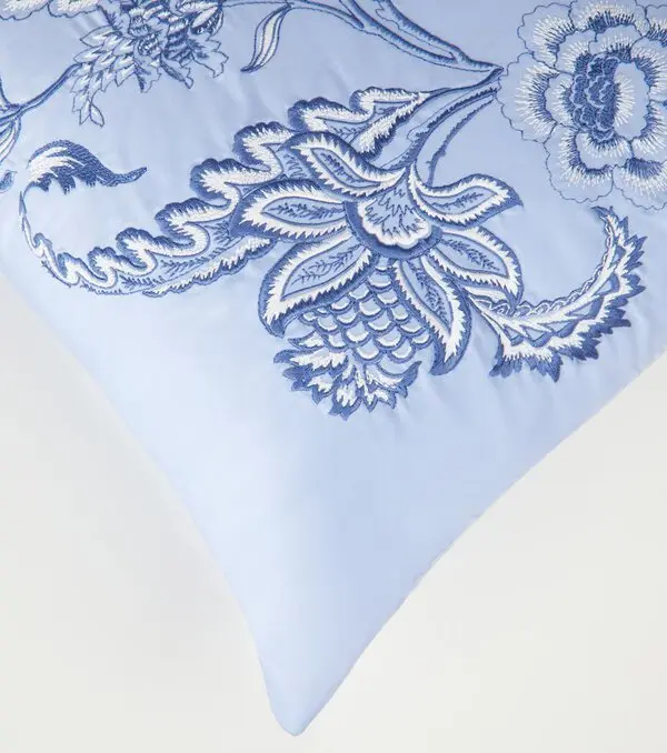 Etro Bloom Embroidered Cotton Cushion - Blue