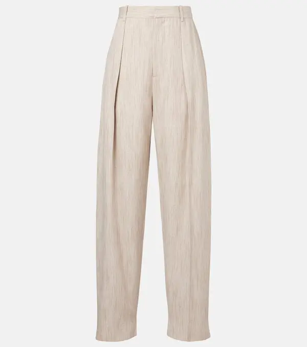 Bottega Veneta High-rise Tapered Trousers - Beige