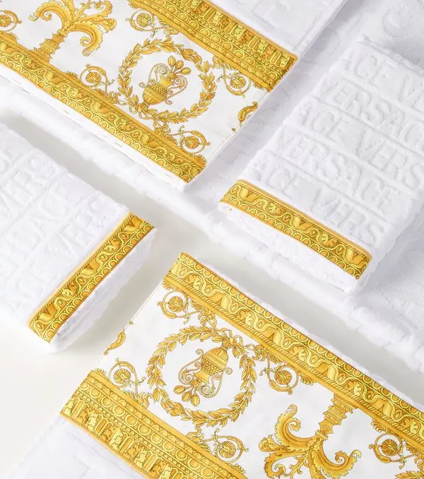 Versace Set Of 5 Cotton Terry Towels - White