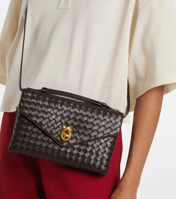 Bottega Veneta Knot Lock Intrecciato Leather Top-handle Bag - Brown