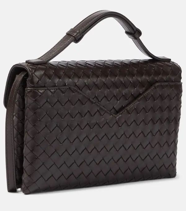 Bottega Veneta Knot Lock Intrecciato Leather Top-handle Bag - Brown