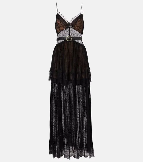 chinese dress ladies Black Floral Lace Midi Dress  self-portrait-US