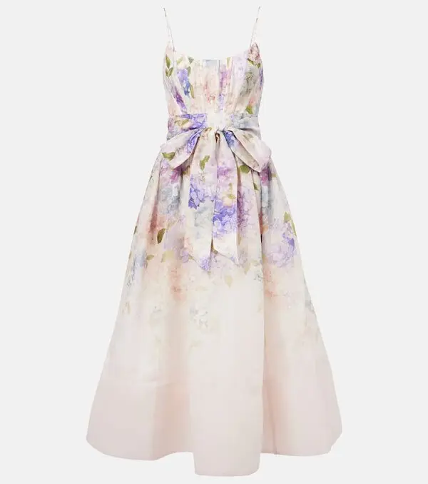Zimmermann Dawning Floral Silk And Linen Corset Dress