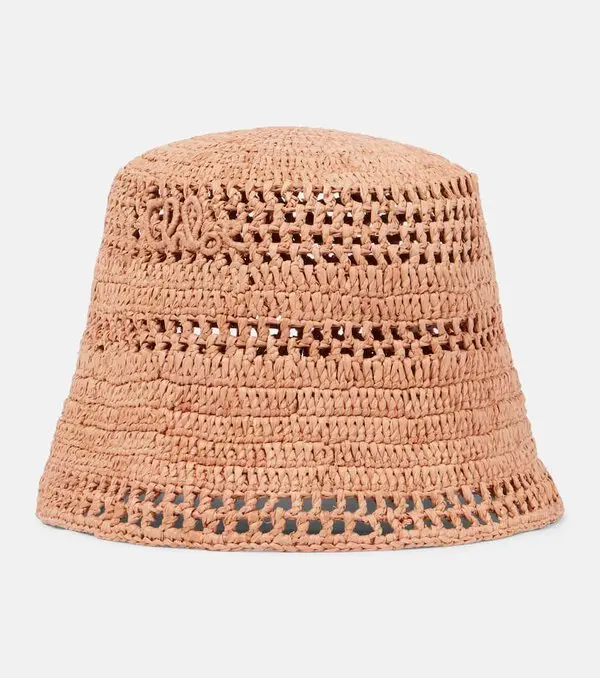 Chloé Raffia Bucket Hat - Pink