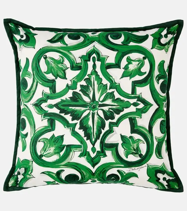 Dolce & Gabbana Small Silk Canvas Cushion - Green