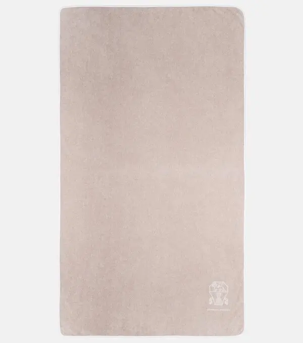 Brunello Cucinelli Logo Cotton Terry Beach Towel