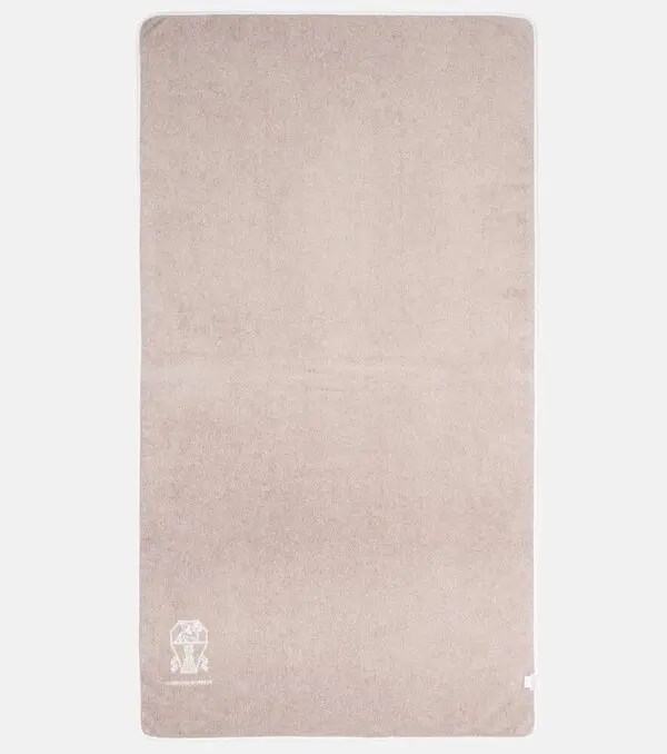 Brunello Cucinelli Logo Cotton Terry Beach Towel