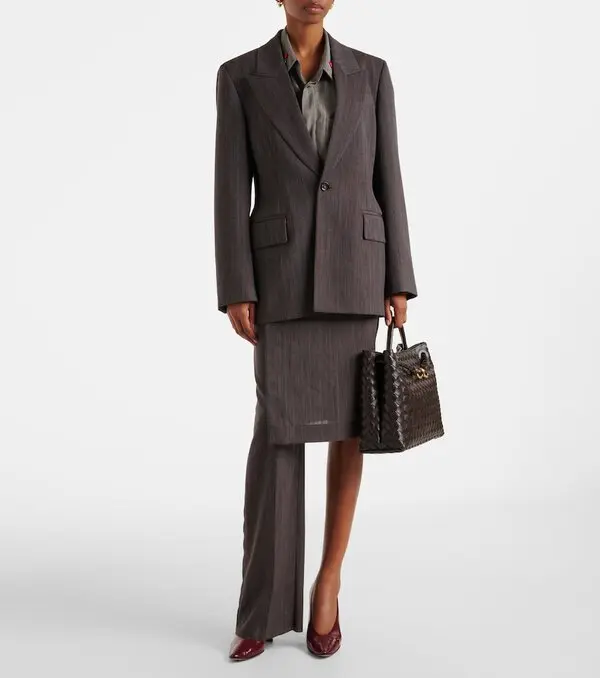 Bottega Veneta Striped Wool Blazer - Grey
