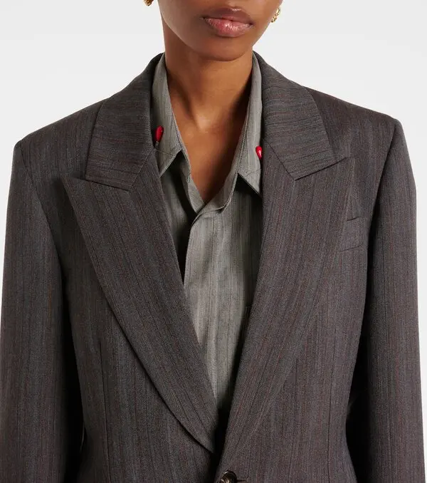 Bottega Veneta Striped Wool Blazer - Grey